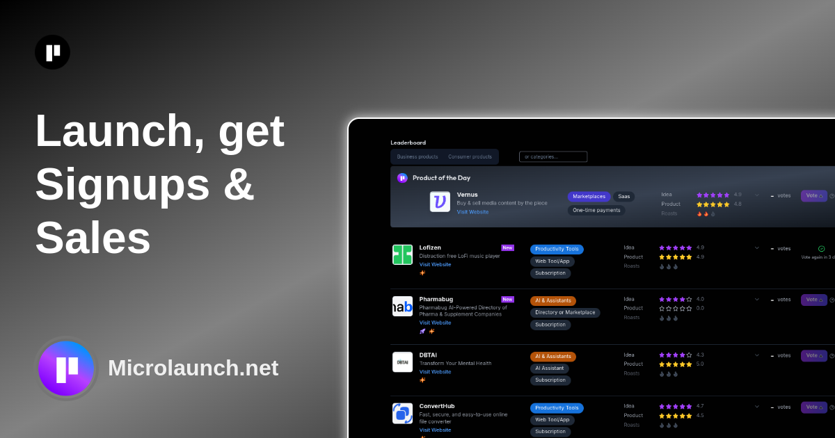 Microlaunch Premium - Launch Your Product Like a Pro